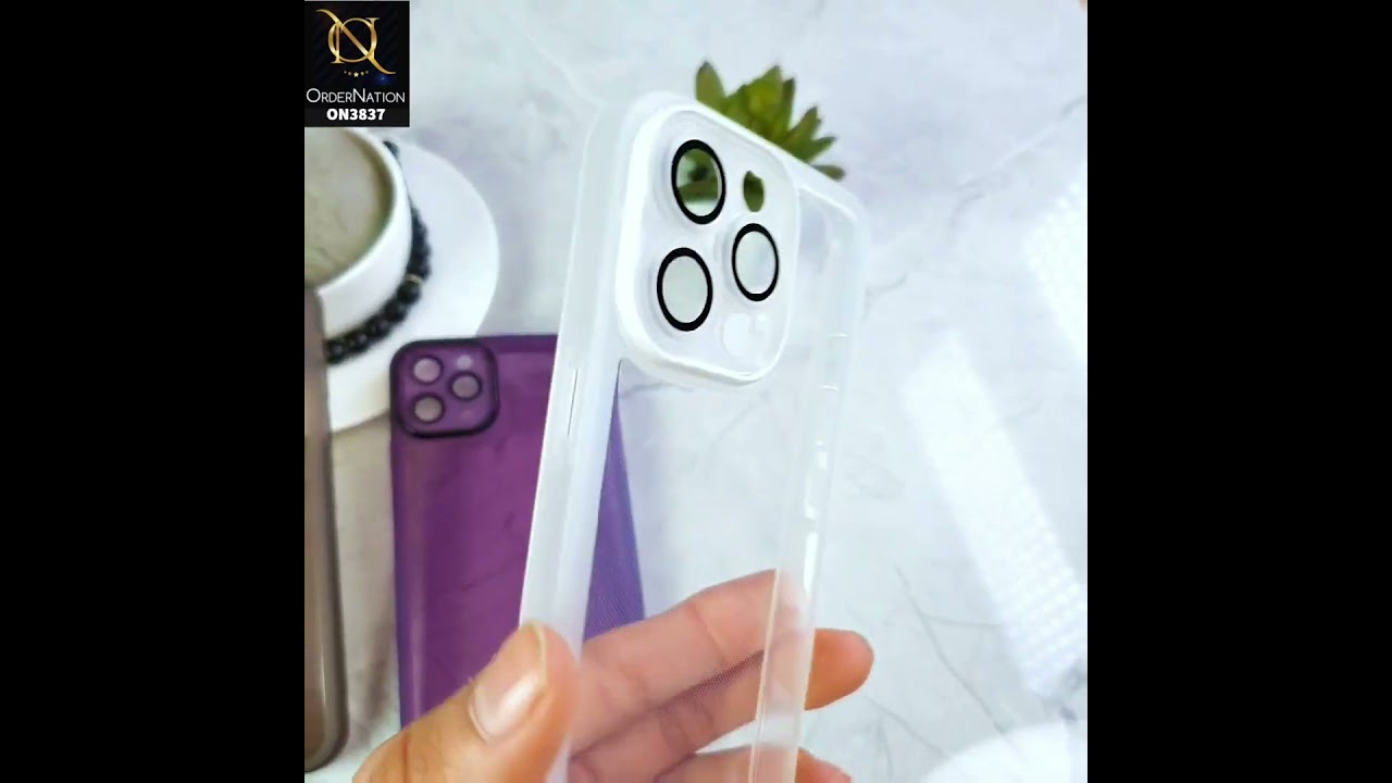 iPhone 12 Cover - Purple - New Colored Soft Silicone Borders with Came ...