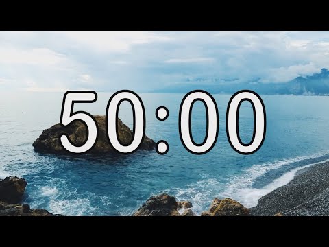 50 minute timer with Calm and Soft Music and sea wave cinematic background