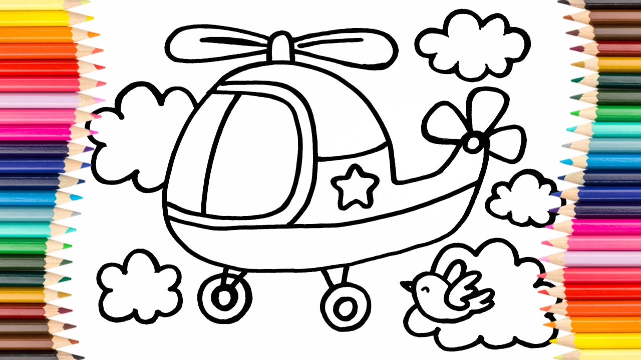 How to Draw a Helicopter For Kids And Toddlers - YouTube