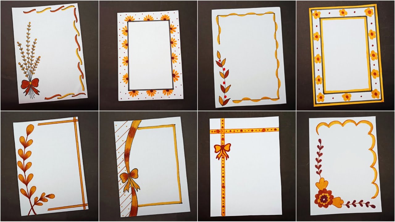 8 brown border design for copy | Easy Front page decoration for project ...