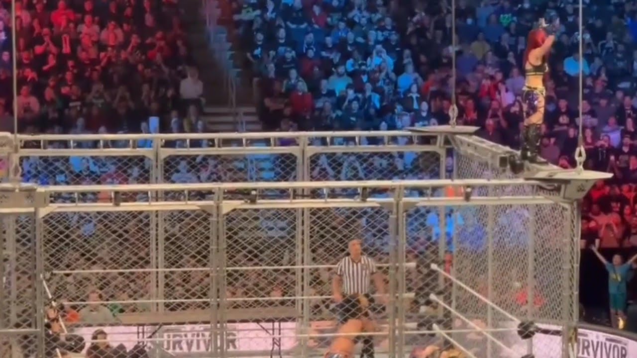 Iyo Sky 20 Foot High Moonsault off Cage! - WWE Survivor Series 2022 ...