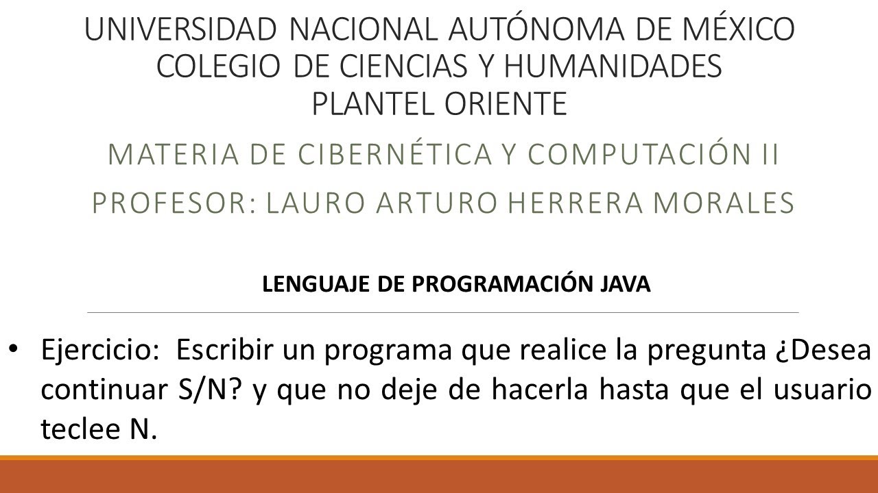 Escribir un programa que realice la pregunta ¿Desea continuar S/N? en Java - YouTube