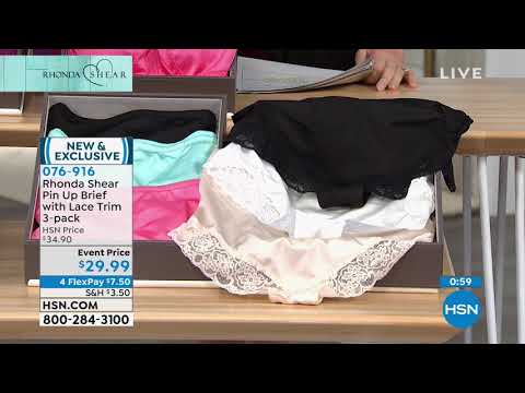 Rhonda Shear 3pack Pin Up Brief with Lace Trim  Colors