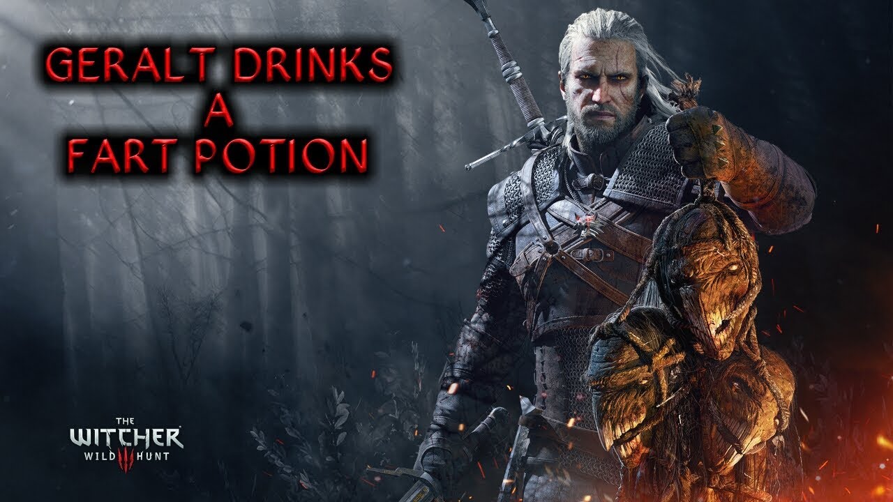 WITCHER 3 - GERALT DRINKS A FART POTION - YouTube