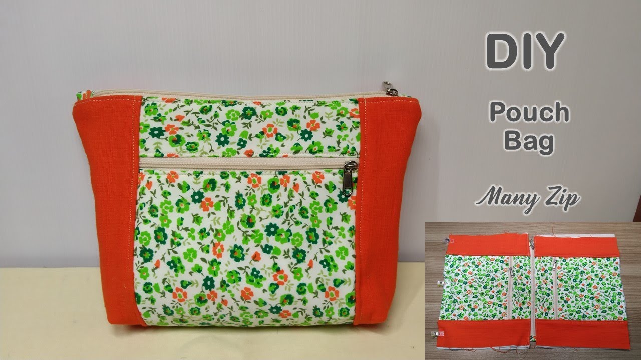How to Make Pouch Bag with Many Zipper Tote Bag Sewing Tutorial ...