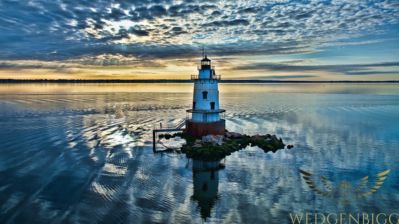 Capturing the Beauty: Conimicut Lighthouse Sunrise Orbital Shot - YouTube
