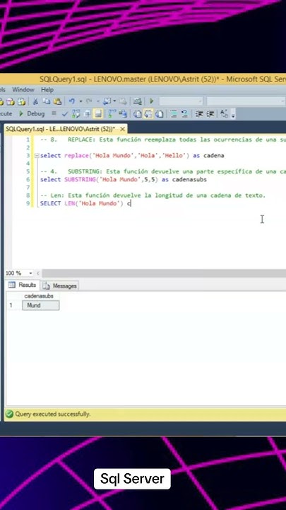 🤔La función LEN en sql server, 📊devuelve la longitud de la cadena #sql #sqlserver #database #📊 ...