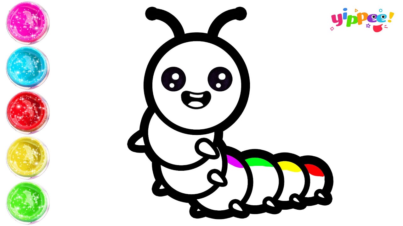 Caterpillar Rainbow Drawing, Painting, Coloring for Kids & Toddlers ...