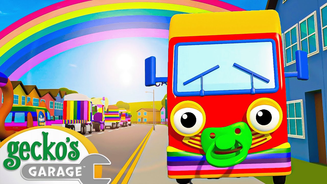 5 Rainbow Buses V2 | Baby Truck | Gecko's Garage | Kids Songs - YouTube
