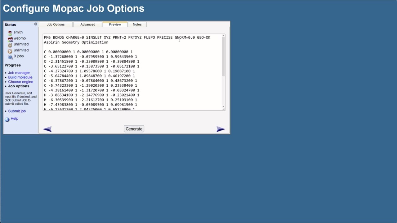 WebMO Input and Output File Access - YouTube