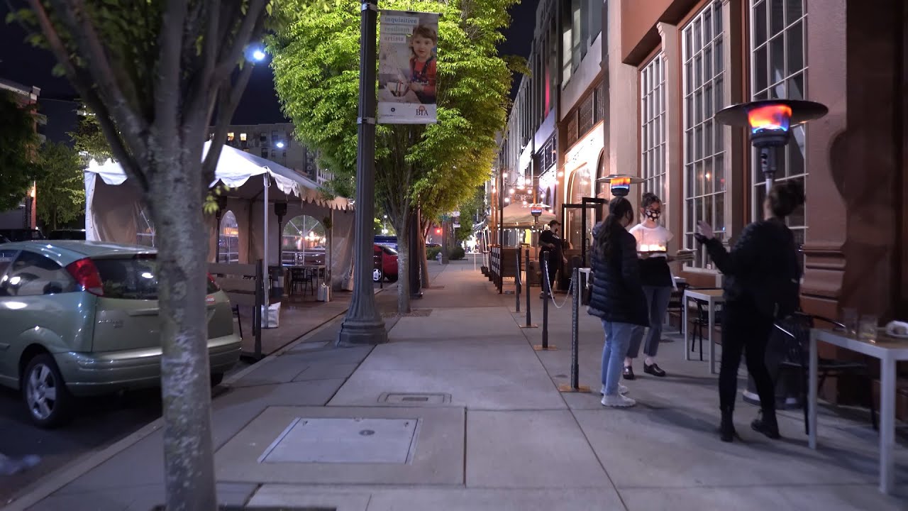 Walking through a section of downtown Tacoma at night 4K24 - YouTube