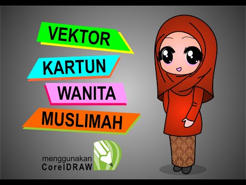 Belajar cara membuat vektor kartun wanita berhijab menngunakan Corel Draw