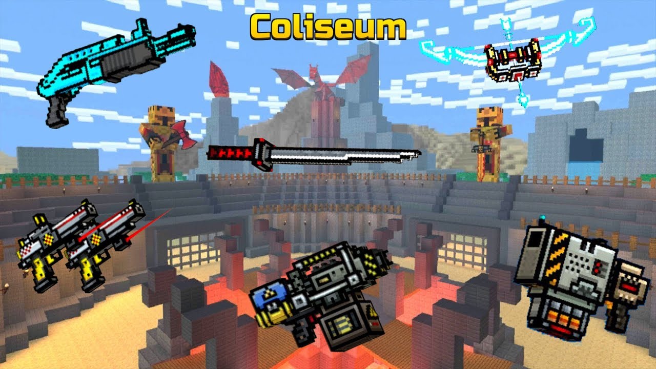 Pixel Gun 3D - Coliseum Map Color Weapons Gameplay - YouTube