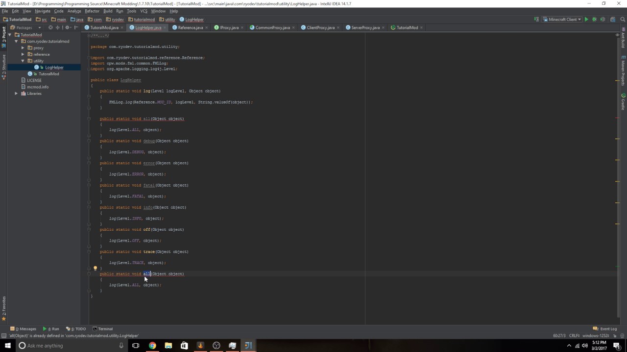 1.7.10 Minecraft Modding - Logging class - YouTube