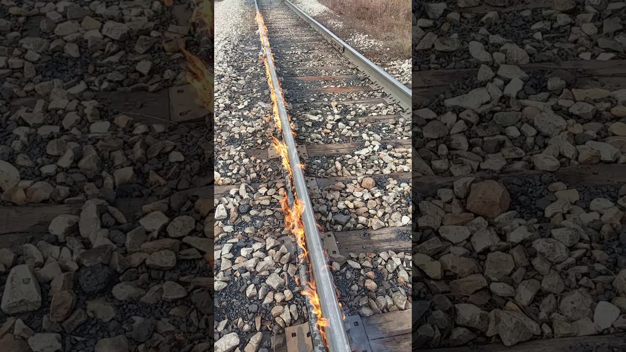 Lighting rail on fire, cumberland mine rr, rail pull apart - YouTube