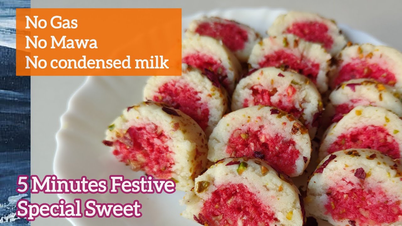 No Gas No Mawa Sweet in 5 Minutes | Easy Festive Special Mithai ...