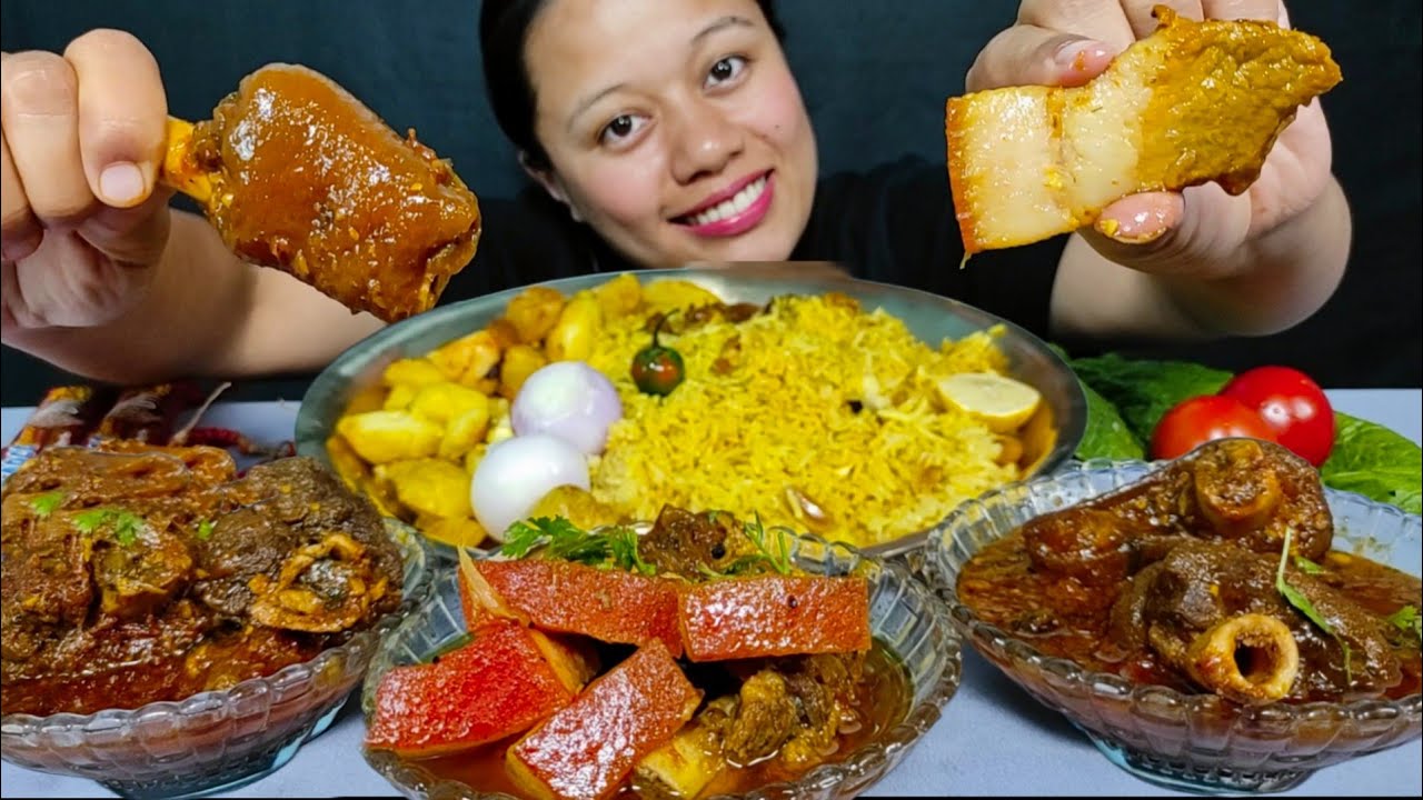 SPICY MUTTON NALLI CURRY, SPICY PORK CURRY WITH YELLOW RICE AND FRIED ...