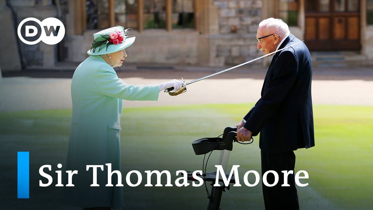 Queen Elizabeth knights Captain Tom Moore at Windsor Castle | DW News ...