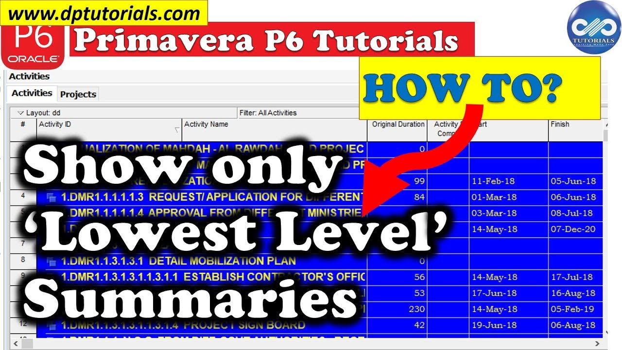 How To Export Primavera Schedule To Show Only Lowest Level Summary Data ...