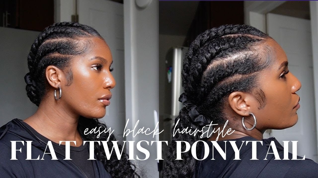 Flat Twist Ponytail | Easy Hairstyle for All Black Hair - YouTube