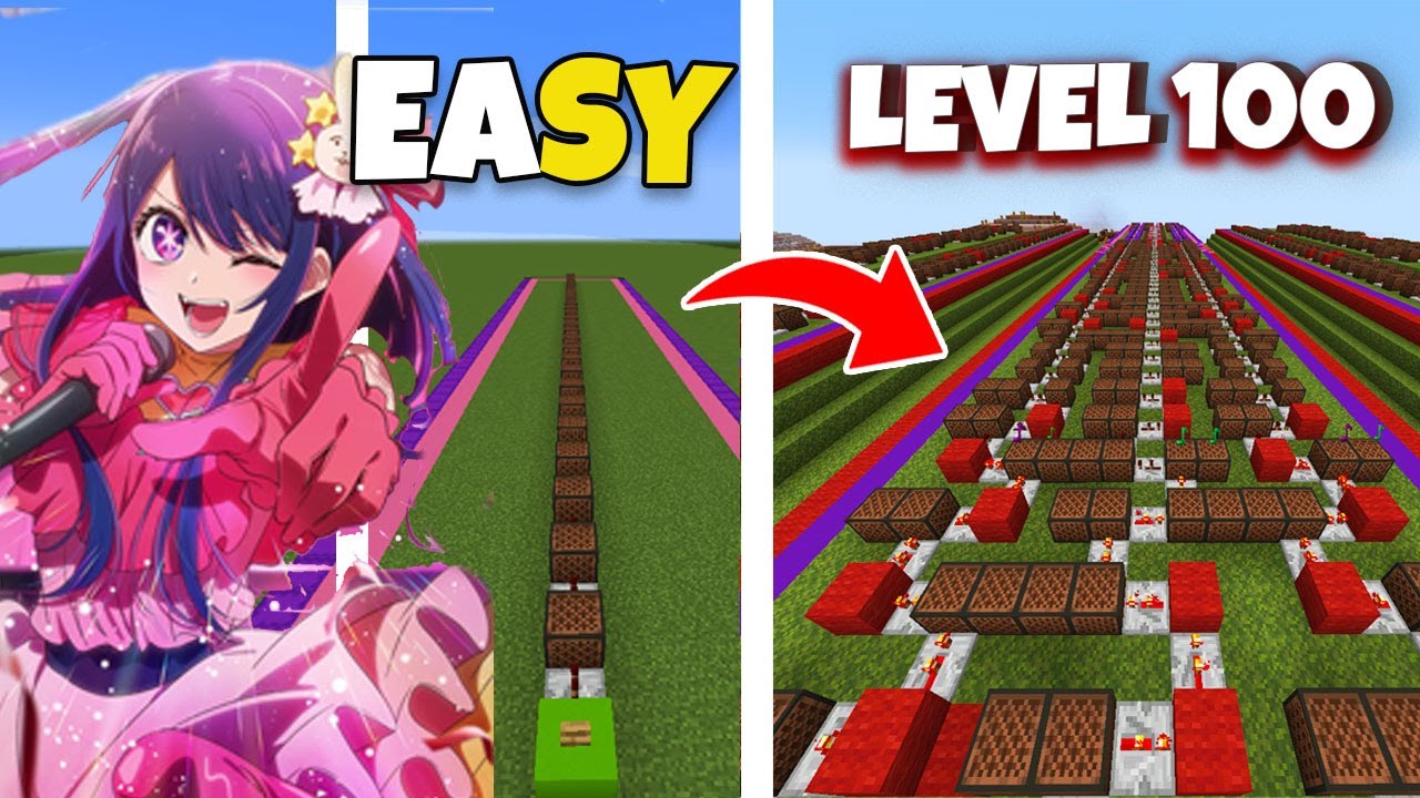 IDOL Yoasobi Level 1 Sampai Level 100 Note Block Minecraft - YouTube
