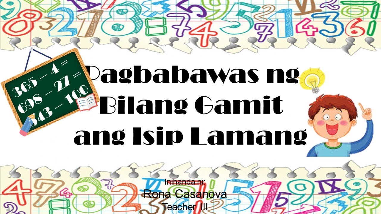 Math Mental subtraction- PagbaBAWAS ng bilang GaMit ang Isip LamAnG ...