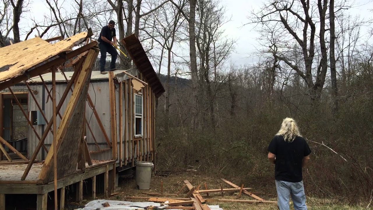 How to demo a garage or shed redneck style - YouTube