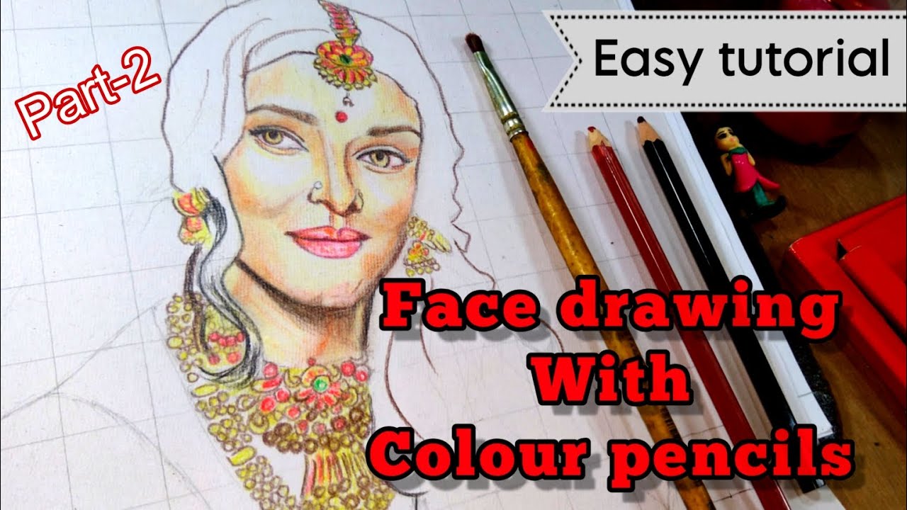 How to Draw a Face with Color Pencil - easy steps for beginners|| Part ...