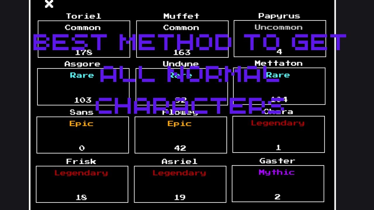 BEST METHOD TO GET ALL NORMAL CHARACTERS IN UNDERTALE FIGHT FOR LOVE ...