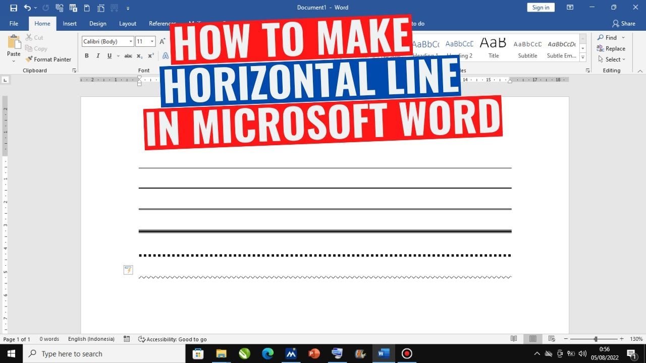 How to Make a Horizontal Line in Microsoft Word - YouTube