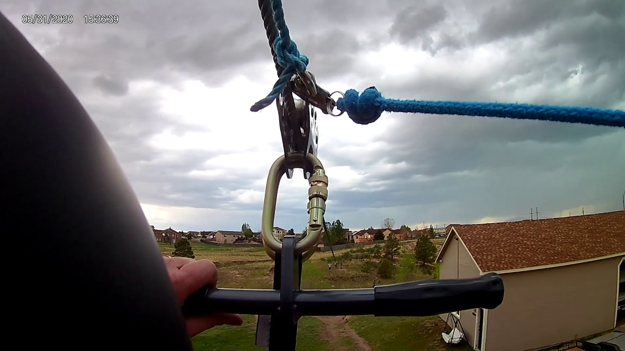 First ride on zip line helmet cam - YouTube