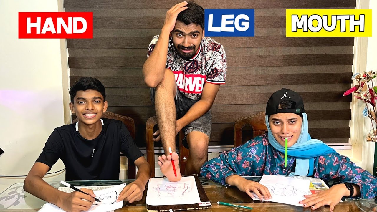 Hand Vs Leg Vs Mouth Drawing Challenge 😂 Draw n Win 🔥 വരച്ചാൽ സമ്മാനം 🤩 ...