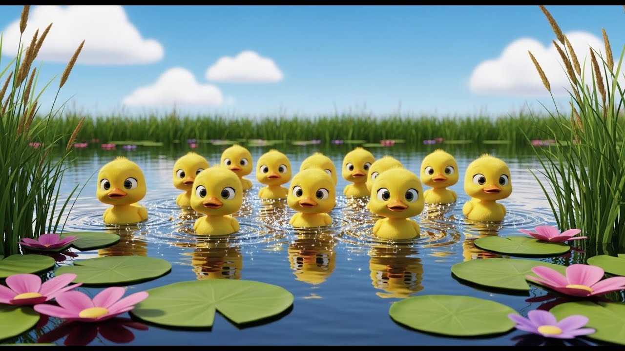 Ten Little Ducks Swimming in the Pond | Fun Nursery Rhyme for Kids ...