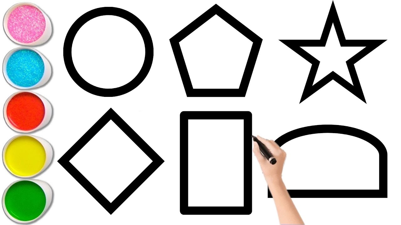 Shapes drawing for kids, Learn 2d shapes, colors for kids, Preschool ...