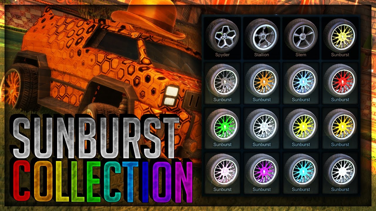 Rocket League Full Sunburst Set Painted Wheels! - YouTube