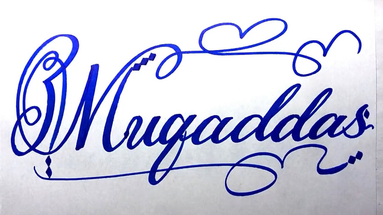 Muqaddas Name Signature Calligraphy Status | How to Cursive write with ...