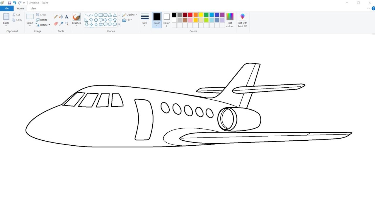 How to draw a Private Jet in Ms Paint | Aeroplane Drawing. # ...