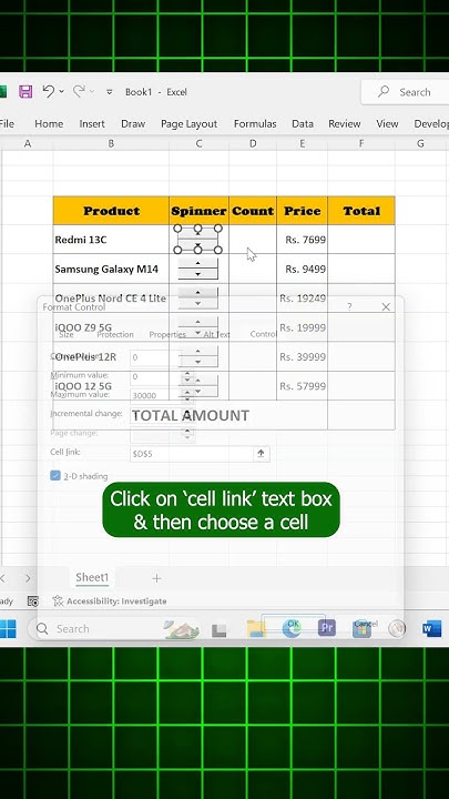 How to Use the Spinner button in MS Excel #interview #exceltips #msofficeexcel - YouTube
