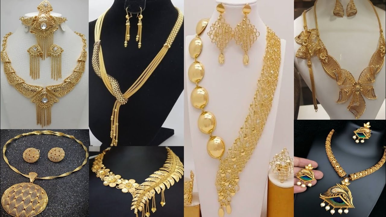 Best Unique haram & Necklace collection || Modern Gold Haram designs ...