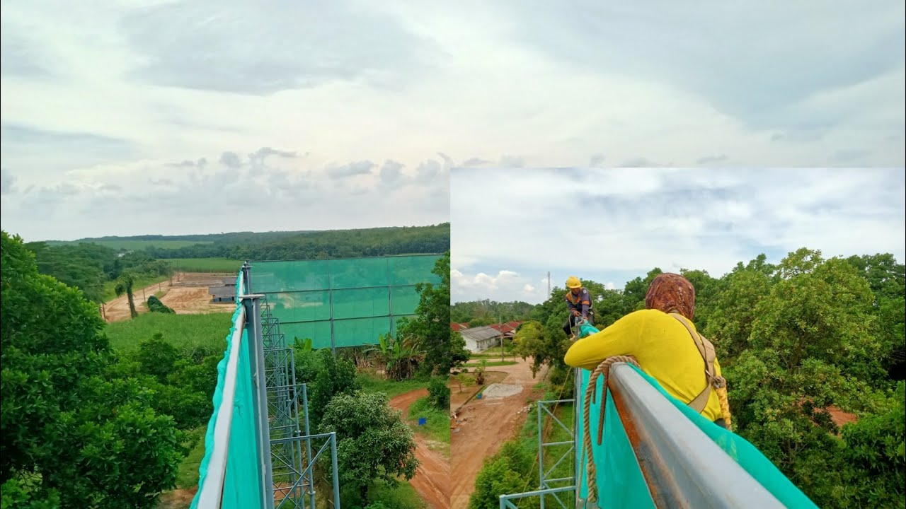 Installation of 12 meter fence net - YouTube