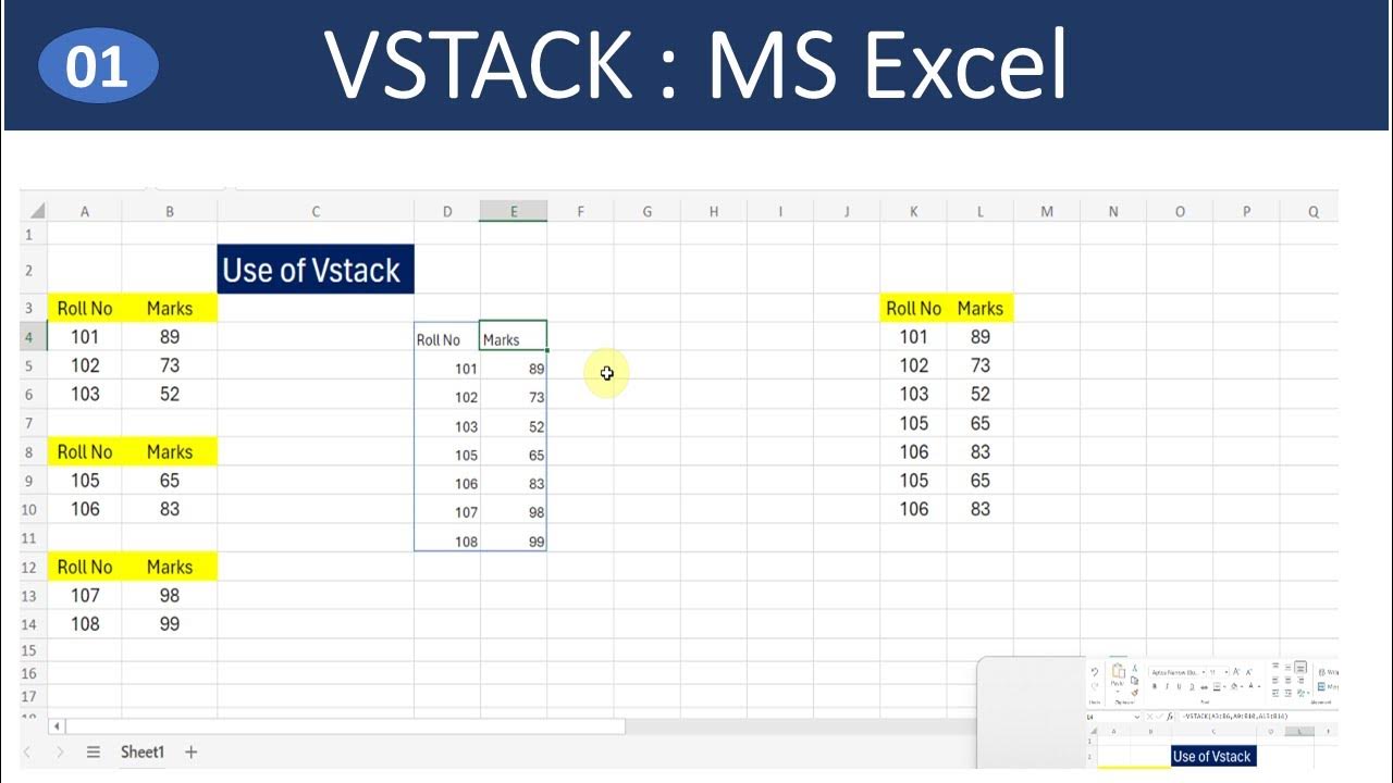 VSTACK : MS Excel | VSTACK in Excel | - YouTube
