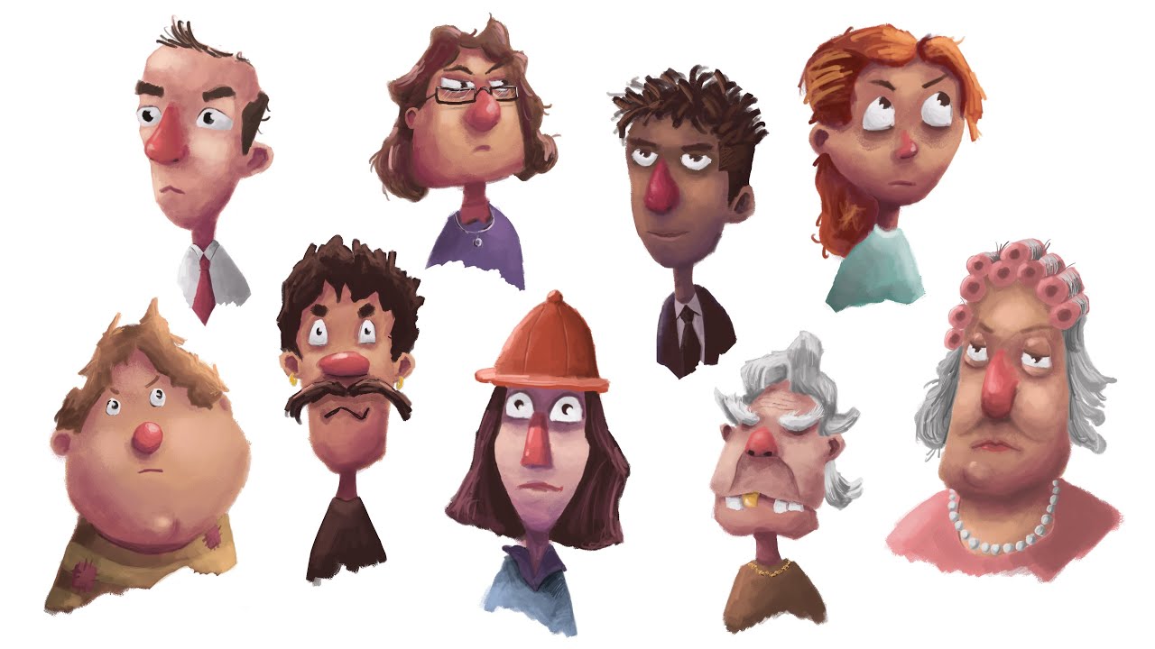 Digital Art Practice | Drawing 9 Characters Timelapse - YouTube