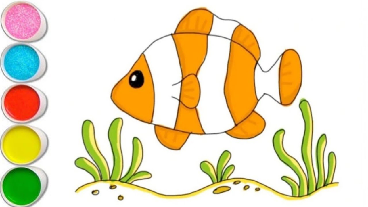 Menggambar dan mewarnai ikan NEMO, mudah untuk anak-anak| Drawing and ...