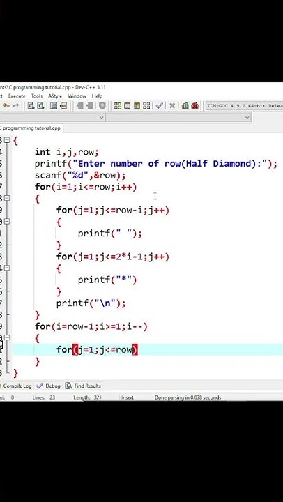 Diamond Pattern using C program #Shorts - YouTube