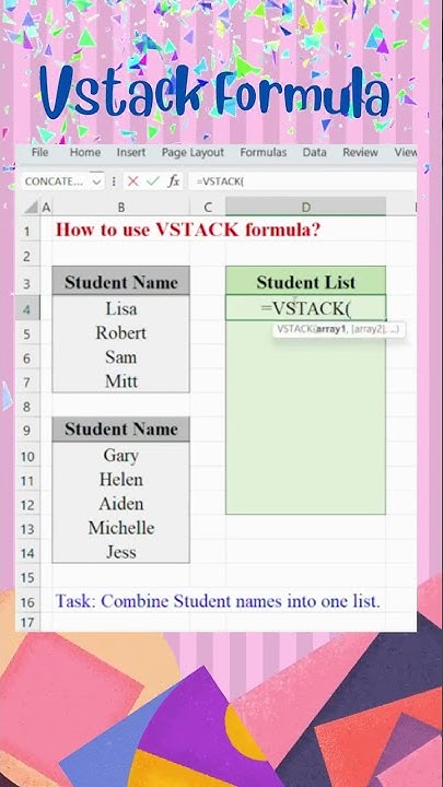 How To Use The Vstack Formula In Excelshortsshortsvideoshowtoexcel Youtube