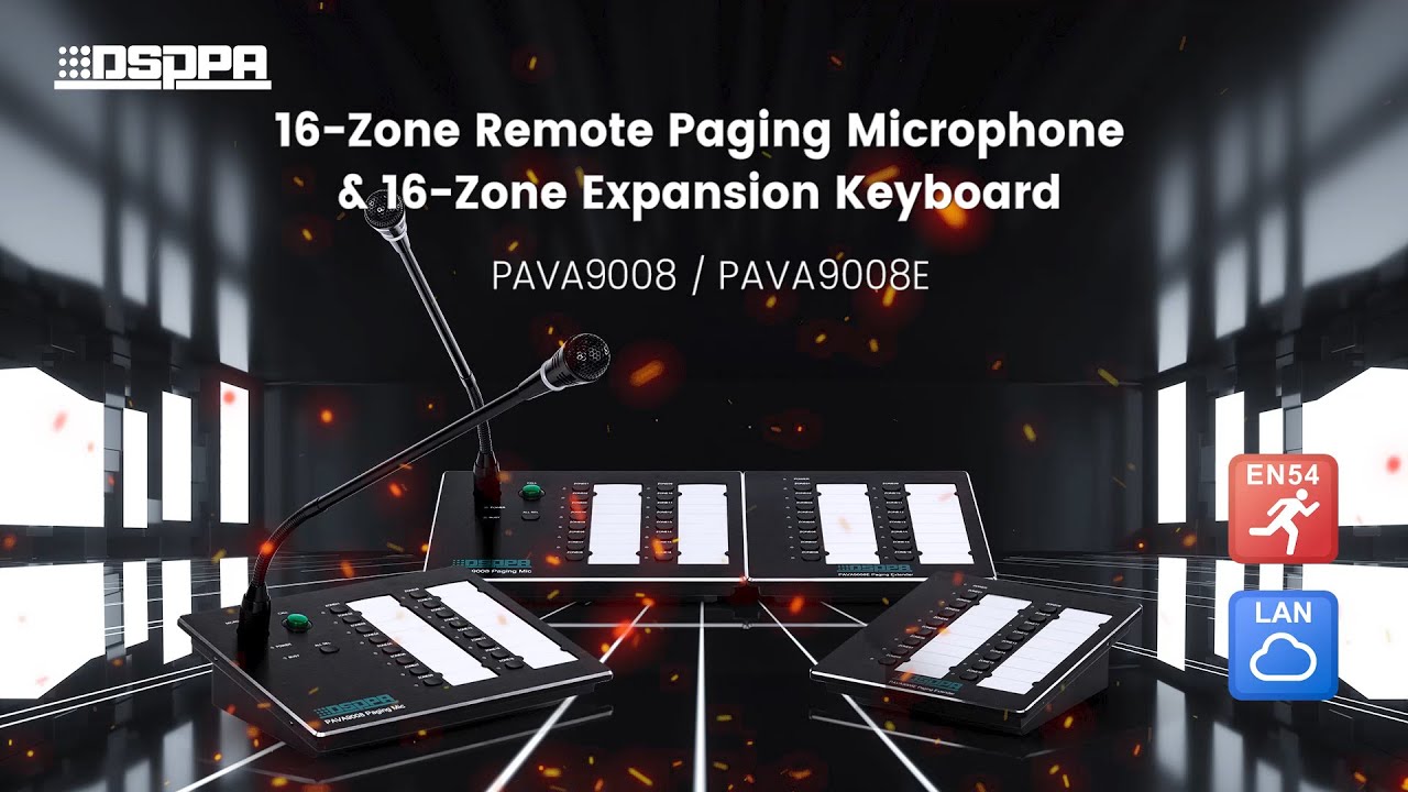 DSPPA | PAVA9008 & PAVA9008E 16-Zone Remote Paging Microphone & 16-Zone Expansion Keyboard - YouTube