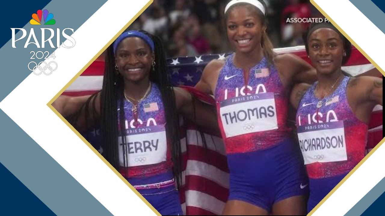 Paris Olympics: Team USA wins gold in the women's 4x100 final - YouTube