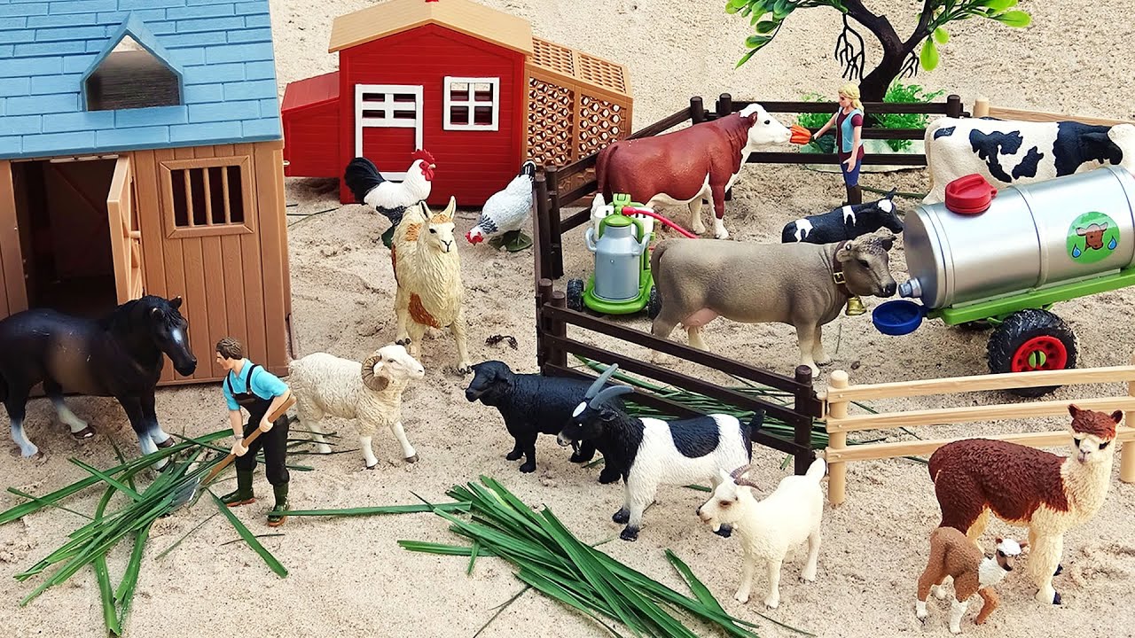 Fun Farm Barnyard Animals Cows Sheep Horse Figurines - YouTube