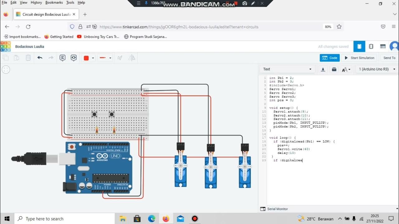 PEMROGRAMAN 3 BUAH MOTOR SERVO - YouTube
