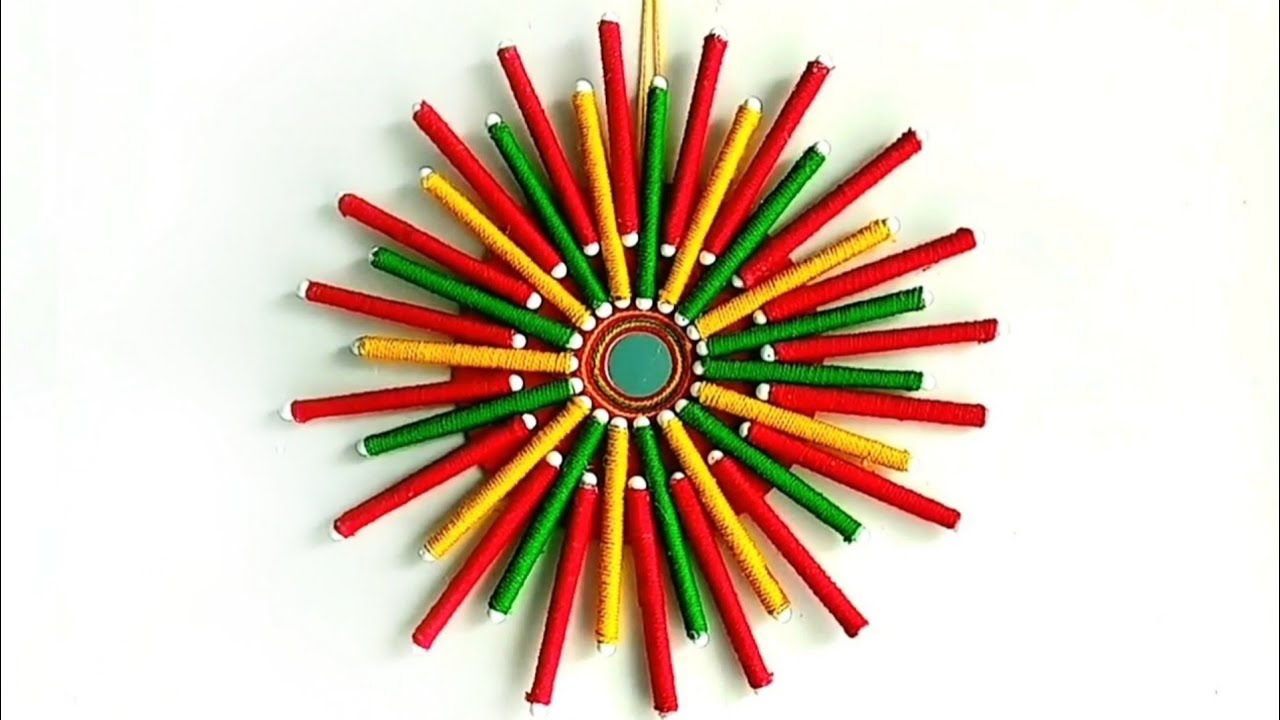 DIY Woolen Wall Hanging | Home Decor Idea Out Of Wool/ Sunburst Wall ...